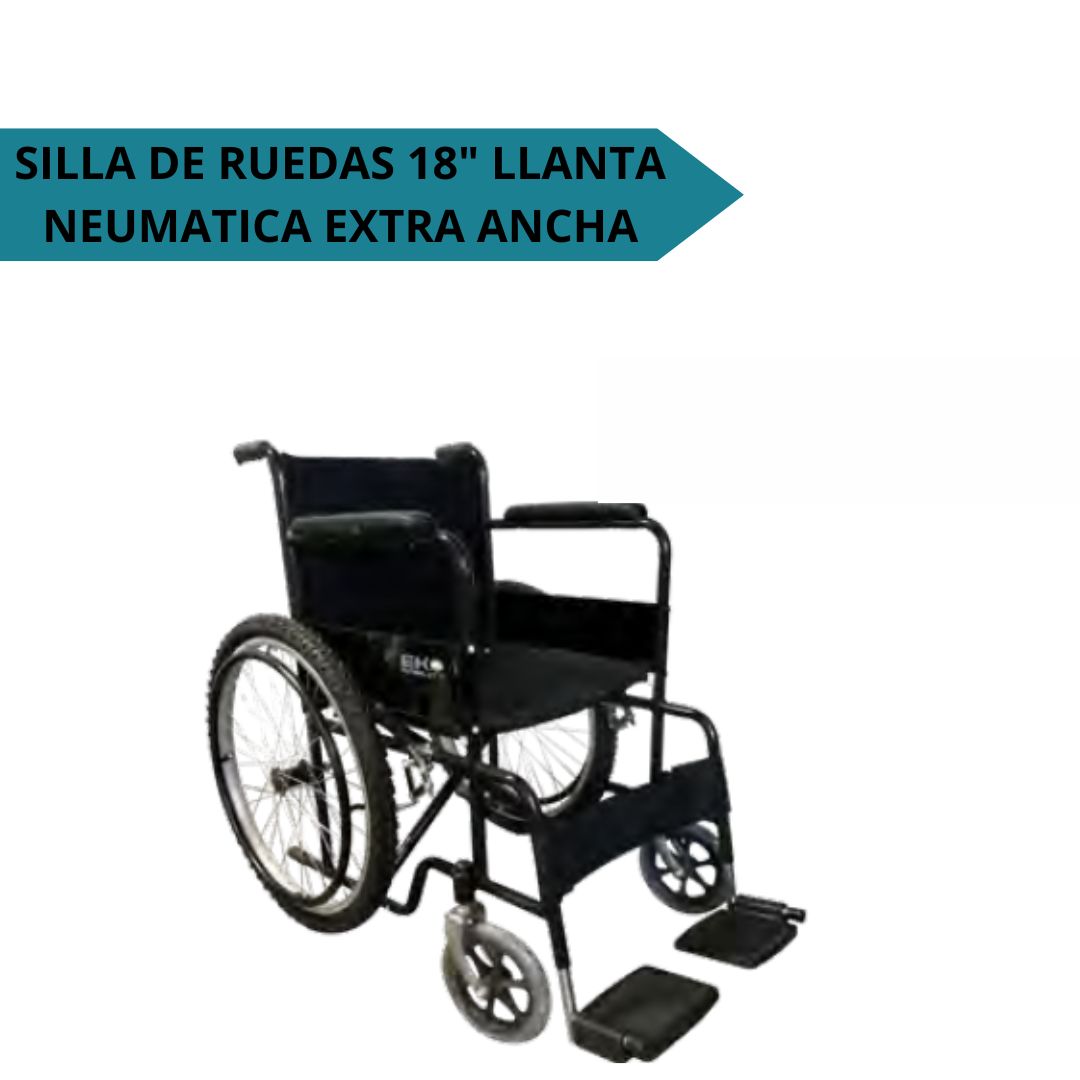 Silla de Ruedas ekomobility 18" Llanta Neumática extra Ancha - Equipo ...